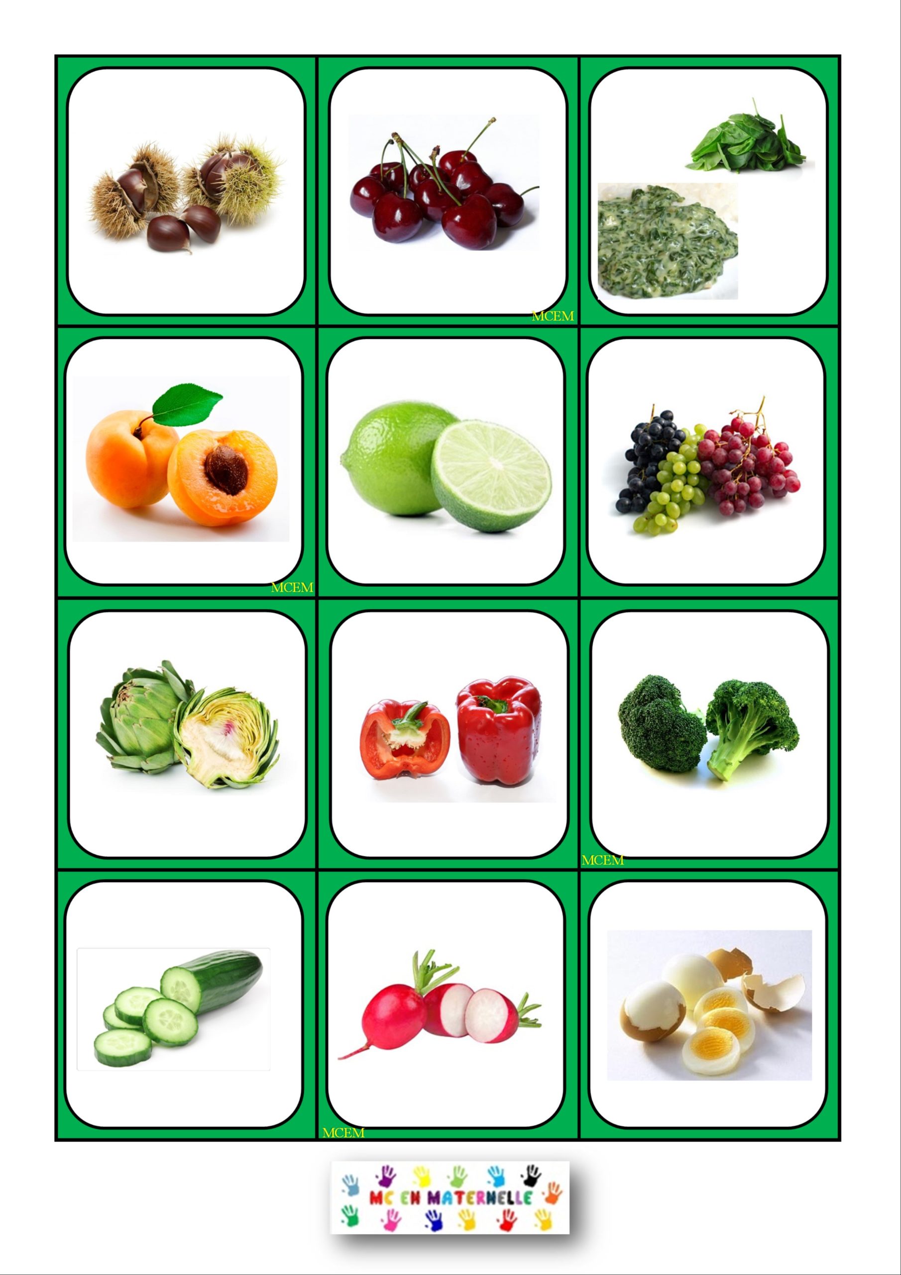 Loto et mémory sur les aliments pour PS, MS et GS