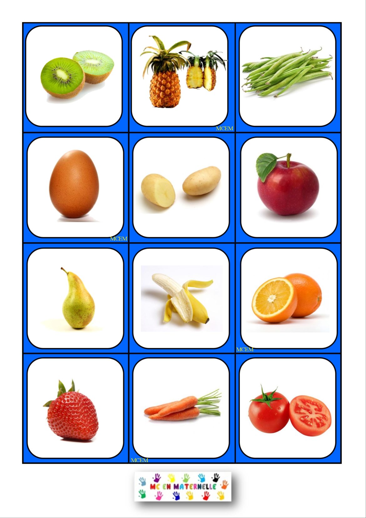 Loto et mémory sur les aliments pour PS, MS et GS