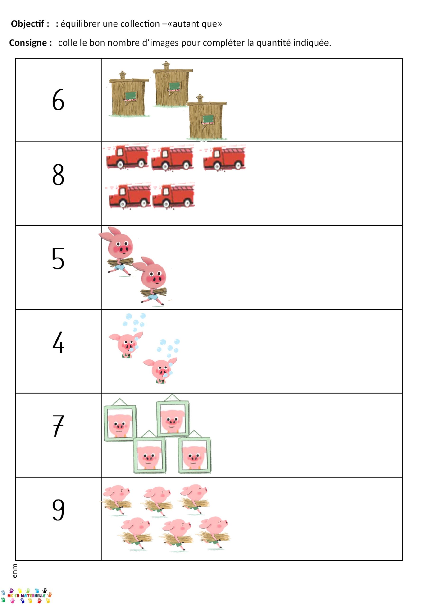 Les trois petits cochons : activités de numération (MS et GS) Les trois petits cochons : activités de numération (MS et GS)