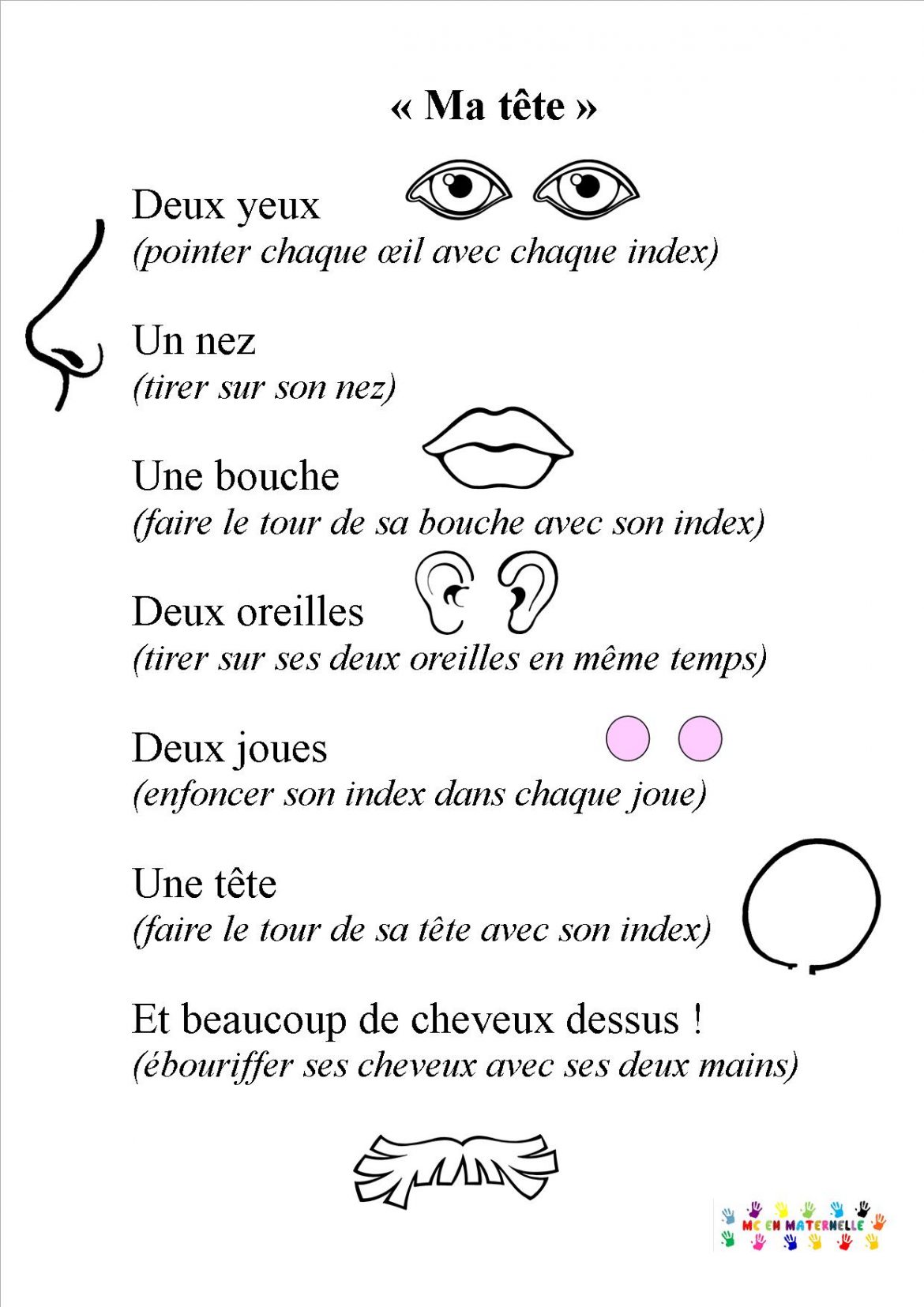 Ma tête – MC en maternelle