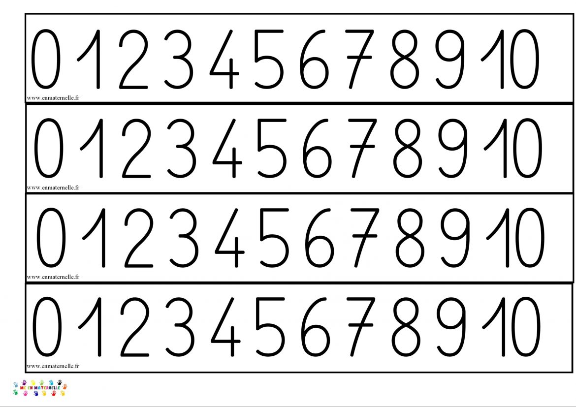 Piste graphique des chiffres de 0 à 9 pour apprendre le tracé – MC en ...