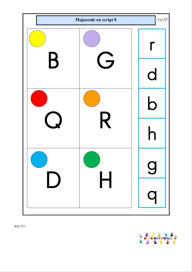 Logico des lettres : majuscule en script – MC en maternelle