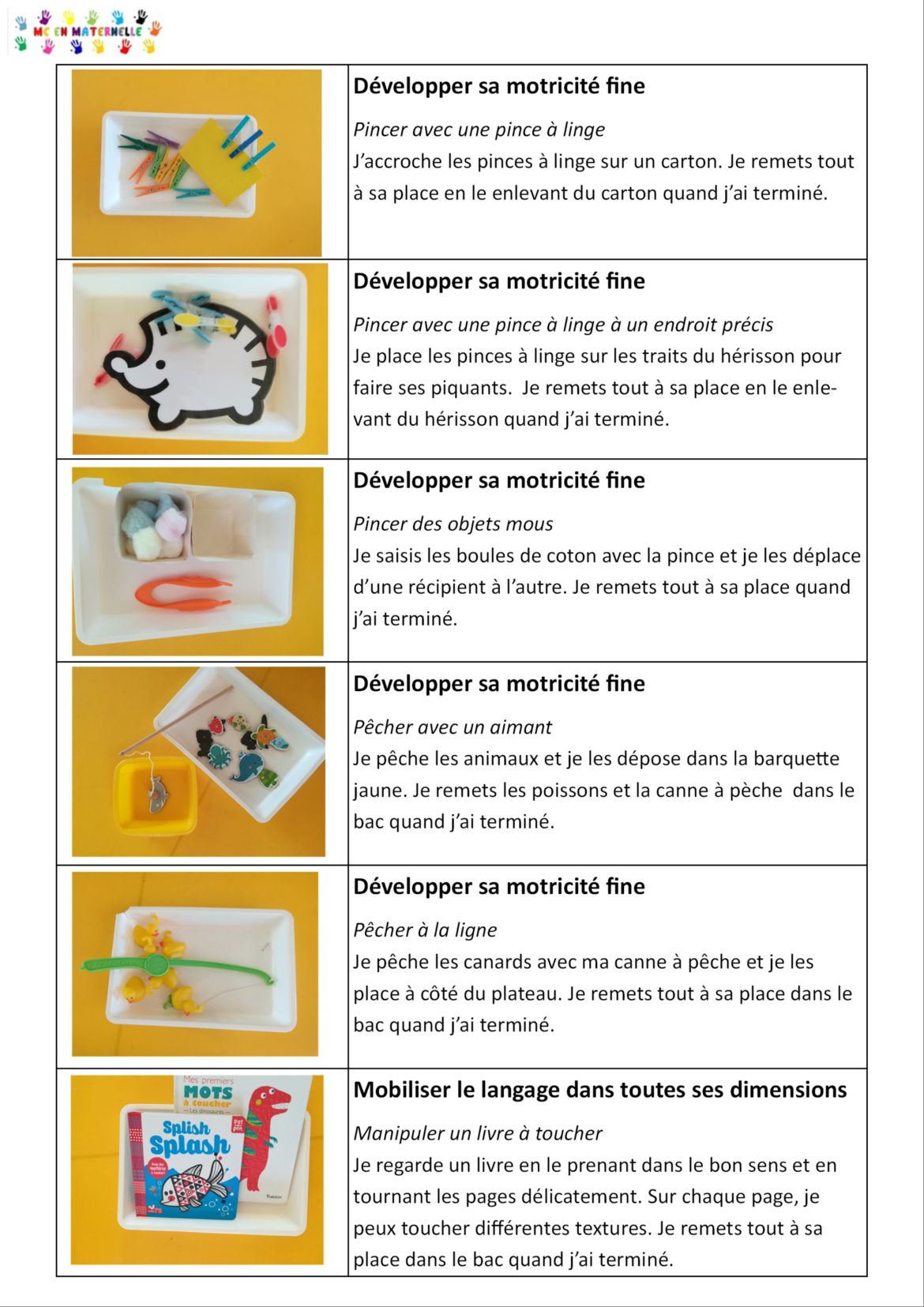 Ateliers autonomes Période 1 pour les petites sections (PS) – MC en ...