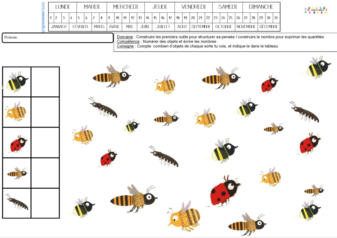Les abeilles : cherche et compte – MC en maternelle