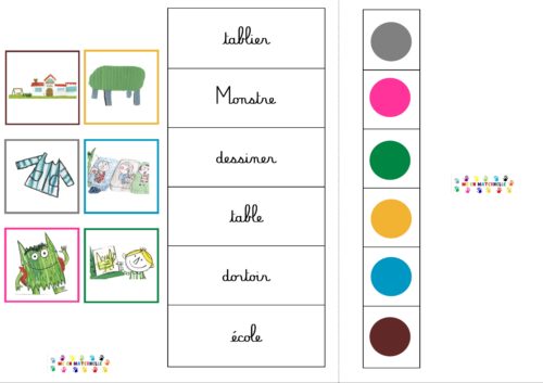 Le monstre des couleurs va à l’école : carta-pinces sur le vocabulaire ...