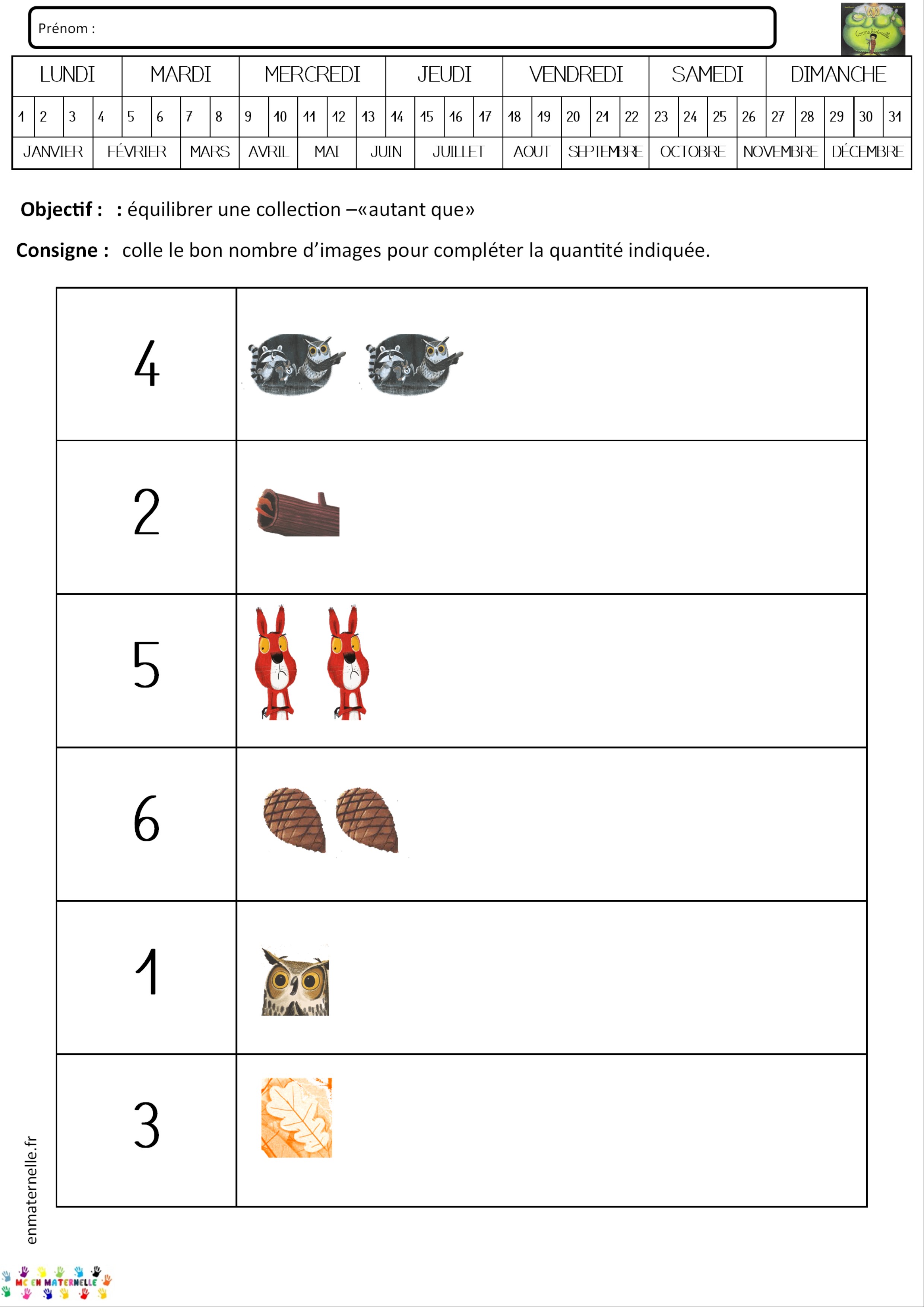 Pas touche : dénombrer à 3 puis à 6 (niveau MS et GS) – MC en maternelle Pas touche : dénombrer à 3 puis à 6 (niveau MS et GS) – MC en maternelle