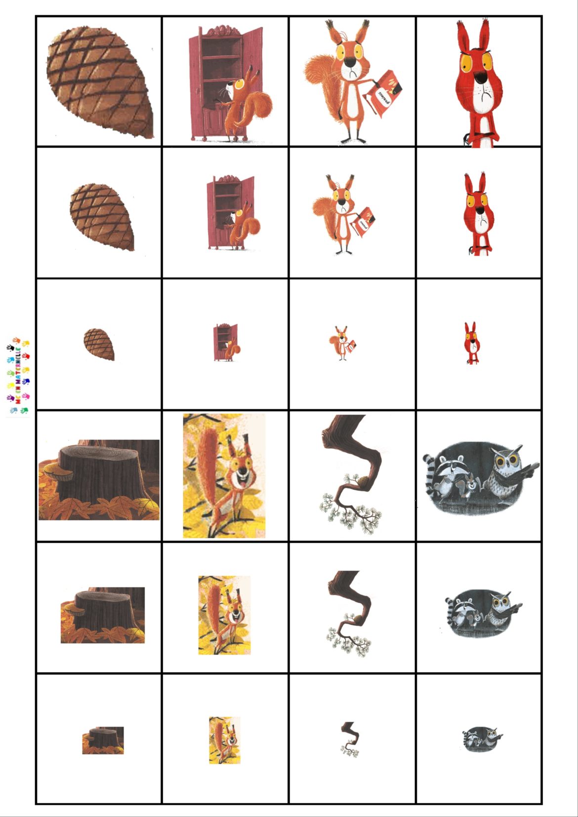 Pas touche : petit/grand et petit/moyen/grand – MC en maternelle