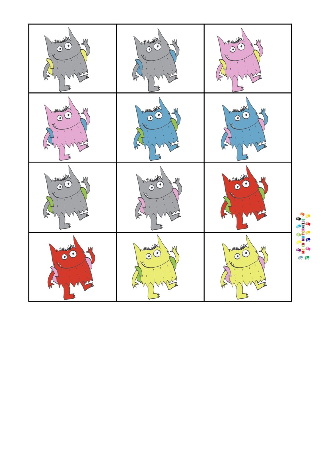 Le monstre des couleurs va à l’école : tableaux à double-entrées – MC ...