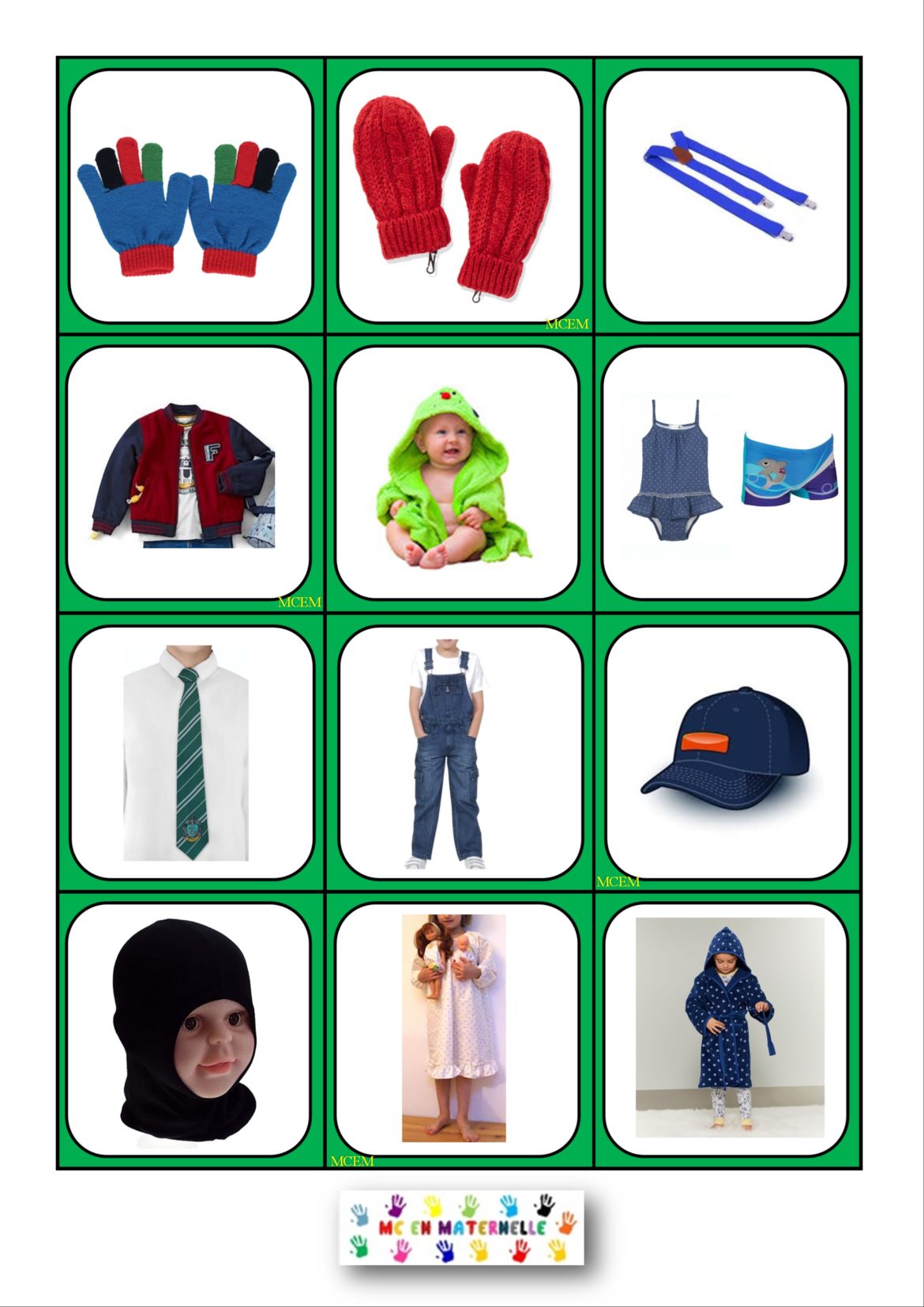 Loto et mémory sur les vêtements pour PS, MS et GS – MC en maternelle