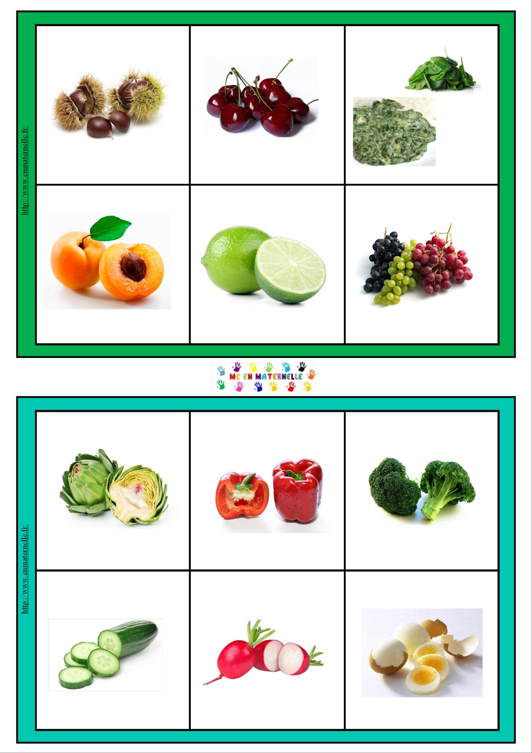 Loto et mémory sur les aliments pour PS, MS et GS – MC en maternelle