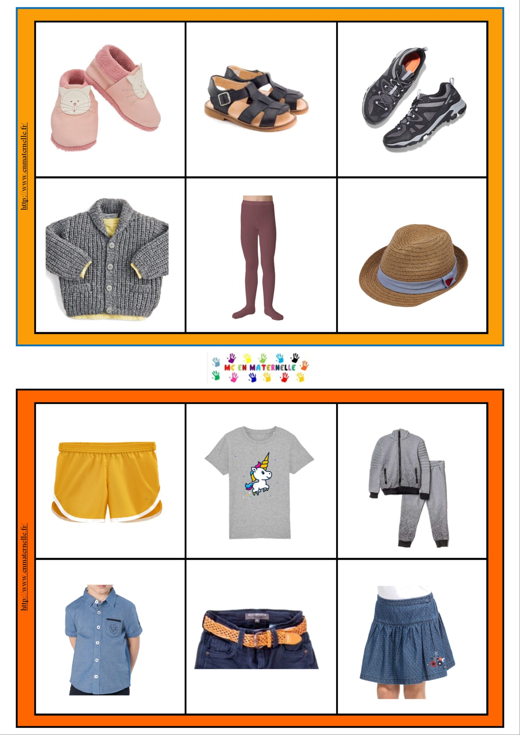 Loto et mémory sur les vêtements pour PS, MS et GS – MC en maternelle