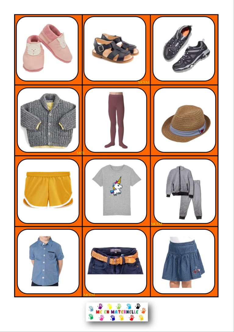 Loto et mémory sur les vêtements pour PS, MS et GS – MC en maternelle