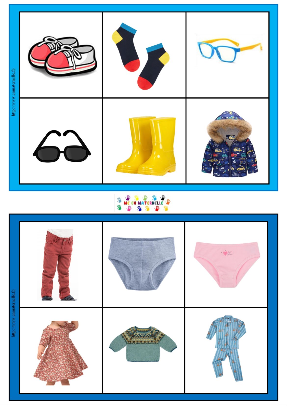 Loto et mémory sur les vêtements pour PS, MS et GS – MC en maternelle