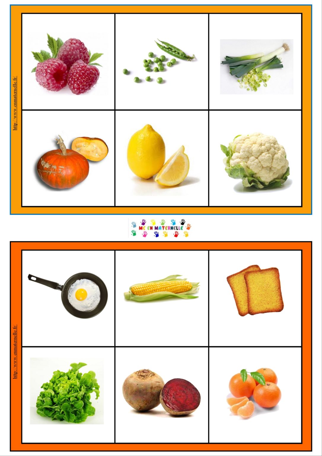 Loto et mémory sur les aliments pour PS, MS et GS – MC en maternelle