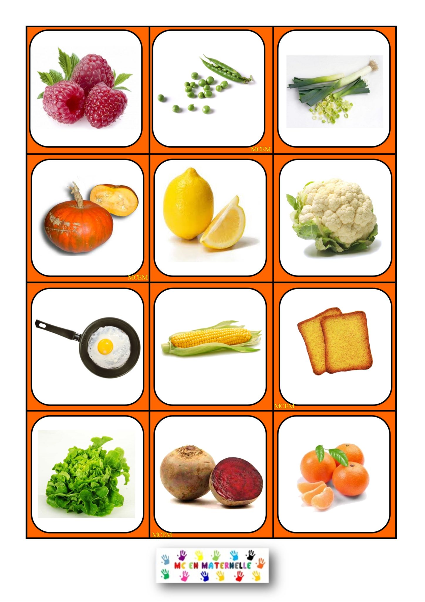 Loto et mémory sur les aliments pour PS, MS et GS – MC en maternelle