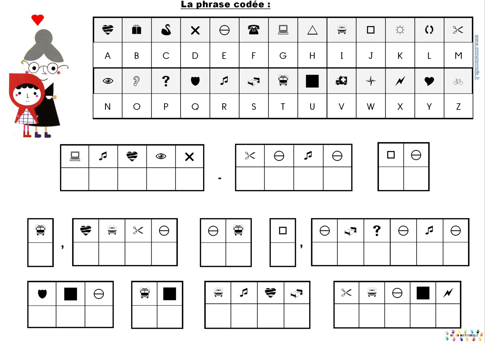 Le petit chaperon rouge : phrase codée – MC en maternelle