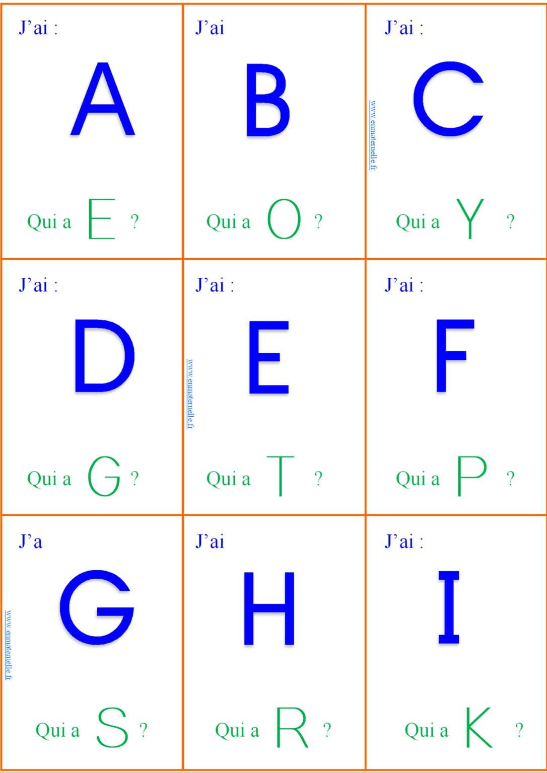 Jeu sur les lettres majuscules : j’ai …. qui a ? – MC en maternelle