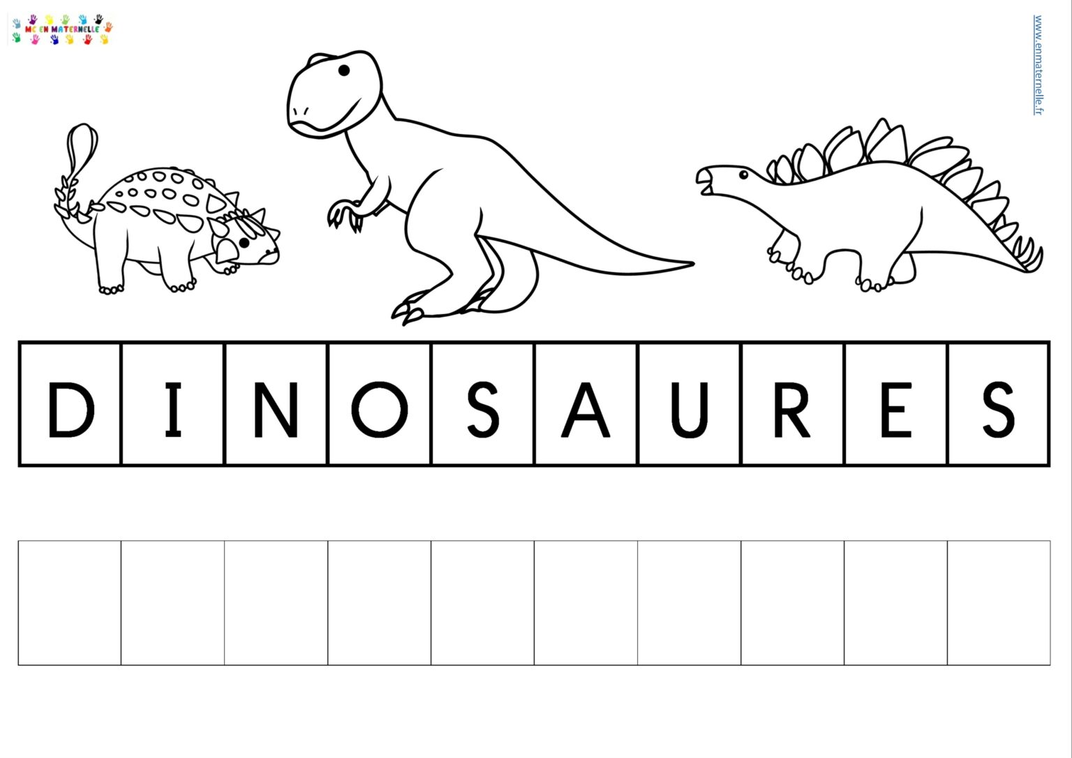 Mais qu’est ce donc : Ecrire le mot dinosaures – MC en maternelle