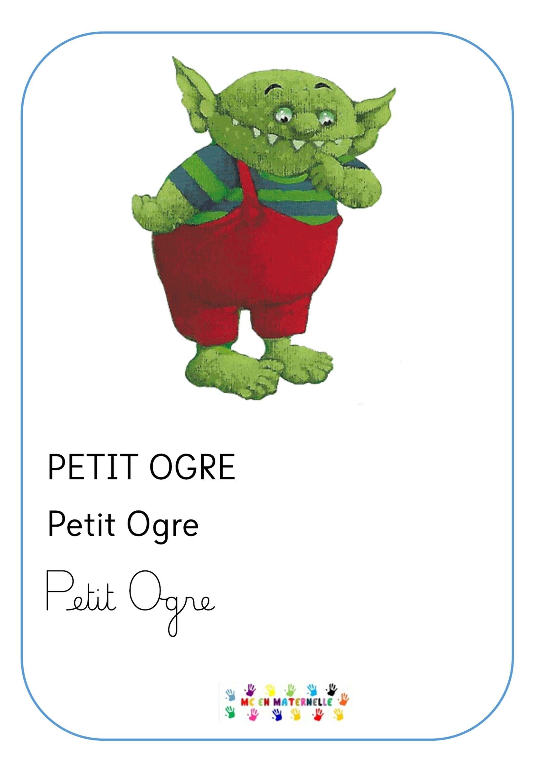 Le petit ogre veut aller à l’école : imagier – MC en maternelle