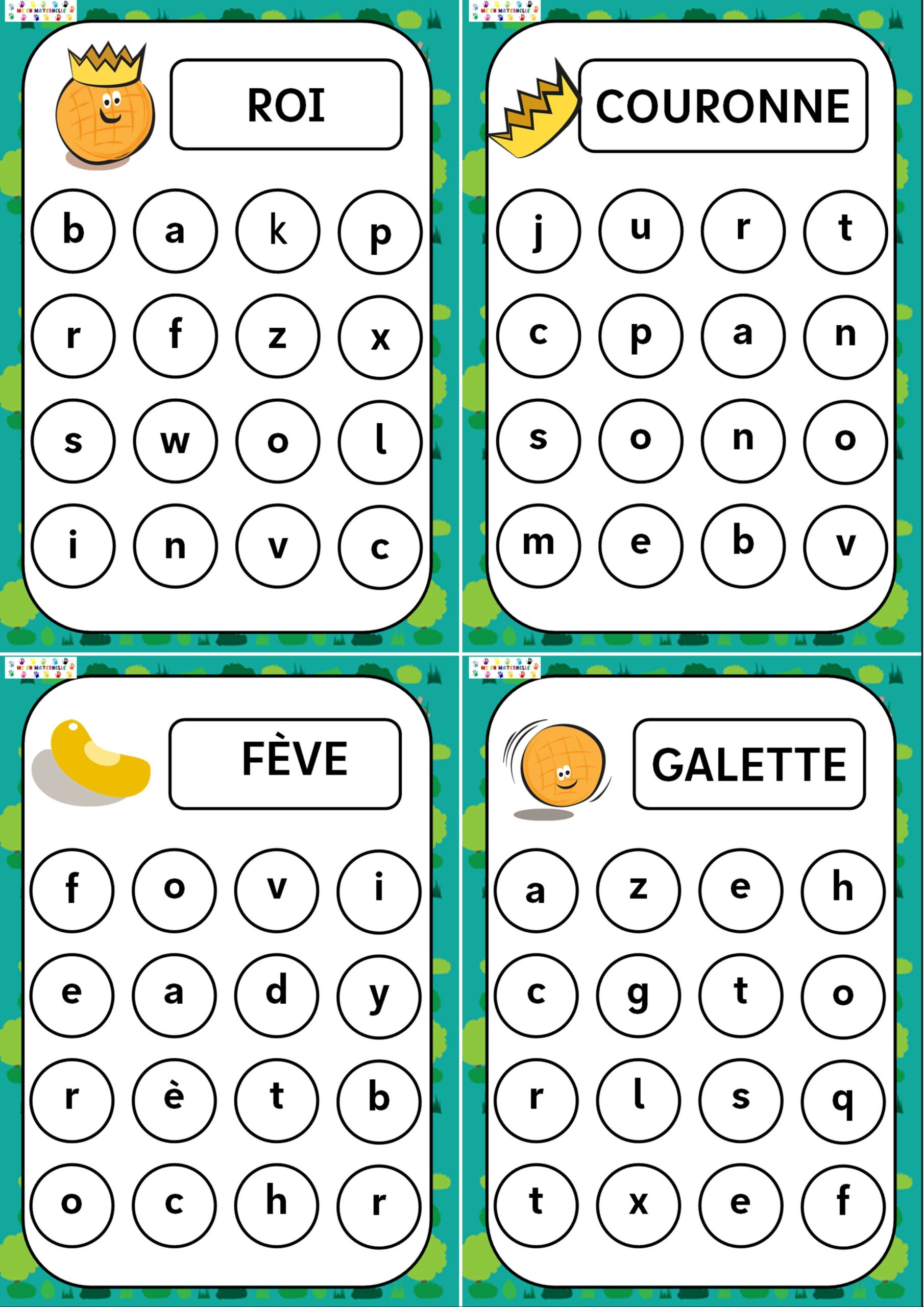 Roule la galette : cherche les bonnes lettres – MC en maternelle